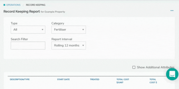 Step 3: View Paddock/Pasture treatment, fertiliser, or spray reports.